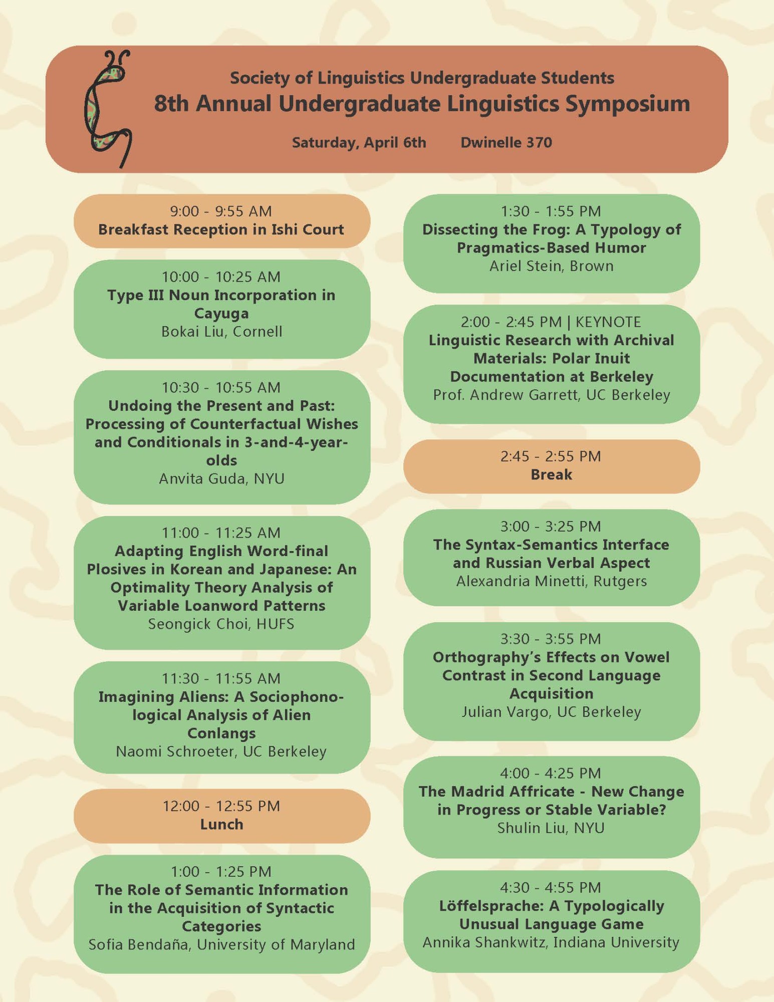 Linguistics Senior Ariel Stein At Uc Berkeley Symposium Linguistics Brown University